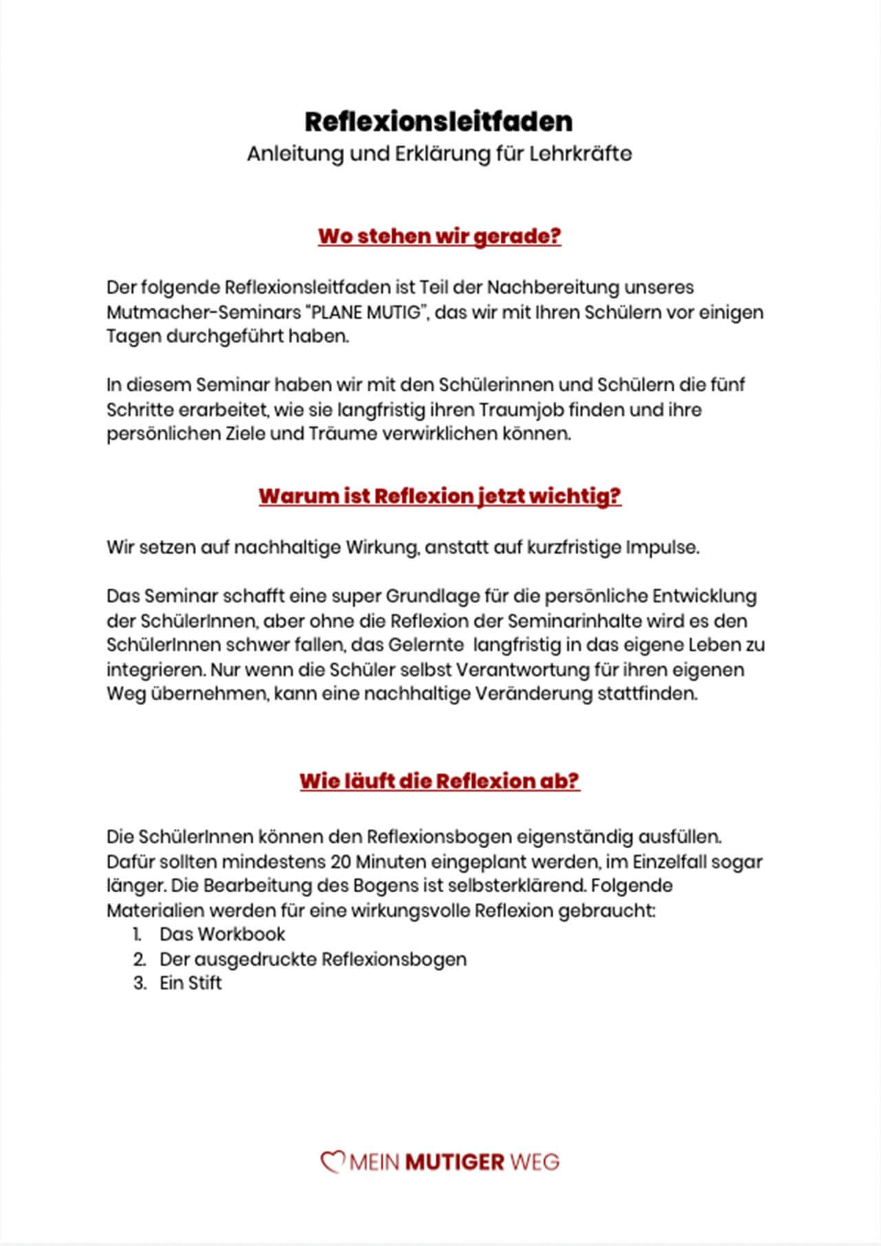 Nachbereitung | MEIN MUTIGER WEG